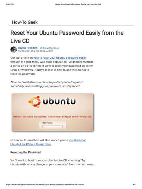 Reset Your Ubuntu Password Easily From The Live Cd Pdf