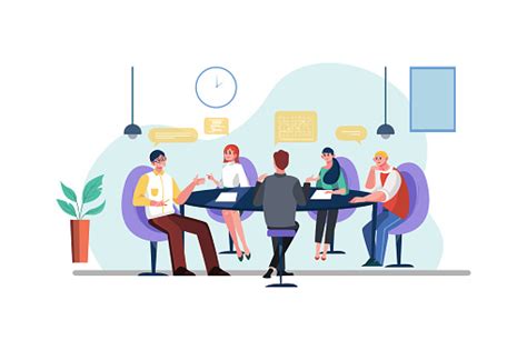 투자 아이디어 마케팅 계획 프로젝트에서 브레인스토밍을 만나는 비즈니스 팀 파트너 벡터에 대한 스톡 벡터 아트 및 기타 이미지