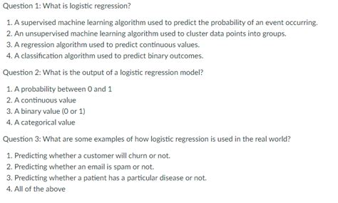 Solved Question 1 What Is Logistic Regressiona Supervised
