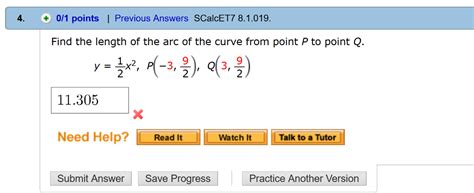Solved Find The Length Of The Arc Of The Curve From Point P