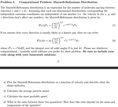 solved problem 5 computational problem maxwell boltzmann
