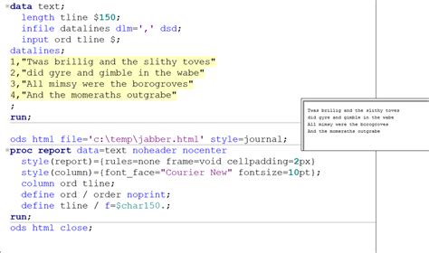 Solved Dumping Text File To Ods Output Sas Support Communities