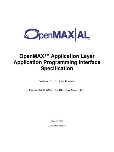 Openmax Al 1 0 1 Specification Pdf Application Programming Interface Computing