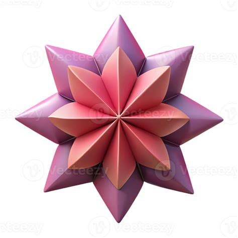 Vibrant Traditional Abstract Flower Formed By Sharp Triangles Flat Color Minimal Design With