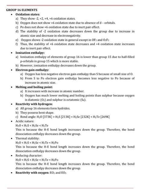 Group 16 Elements Oxidation States Filo