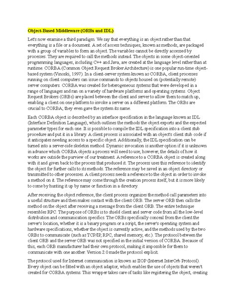 Object Based Middleware Orbs And Idl We Say That Everything Is An Object Rather Than That