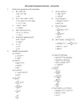 Operations On Monomials Exponents Rules Notes Exercises Pre Algebra
