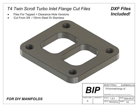 T4 Twin Scroll Turbo Manifold Flange Cut Files Dxf Plasma Cut Files