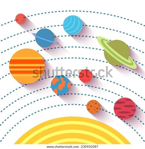 Solar System And Space Objects Vector Set In Flat Style