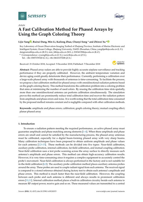 Pdf A Fast Calibration Method For Phased Arrays By Using The Graph Coloring Theory