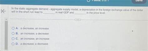 Solved K In The Static Aggregate Demand Aggregate Supply