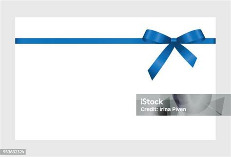 초대장 인사말 또는 선물 카드와 함께 블루 리본 및 A에 활 장식 요소 배경 선물 상품권 템플릿 텍스트에 대 한 장소입니다 공단에 대한 스톡 벡터 아트 및 기타 이미지