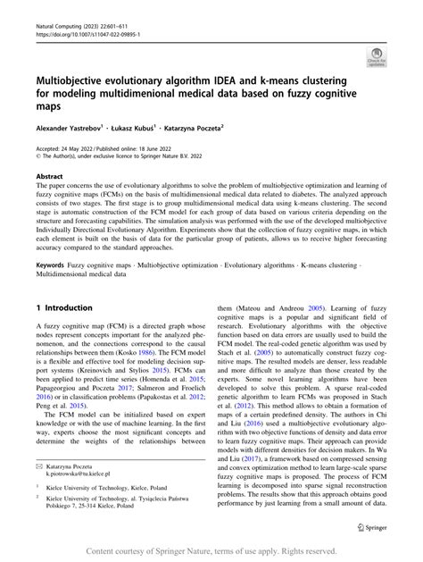 Multiobjective Evolutionary Algorithm Idea And K Means Clustering For Modeling Multidimenional