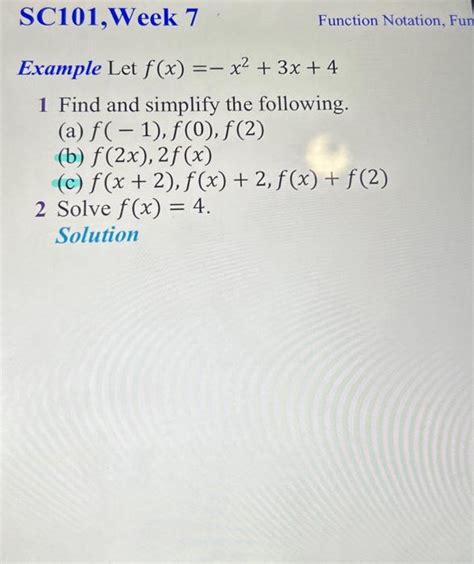 Solved Sc101 Week 7 Function Notation Fun Example Let