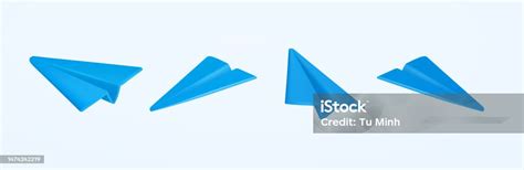 흰색 배경에 파란색 종이 비행기 아이콘입니다 혁신 사업 금융 비즈니스 통신 응용 프로그램 마케팅 개념입니다 현대적인 트렌디 한 디자인 3d 벡터 일러스트 레이 션 3차원