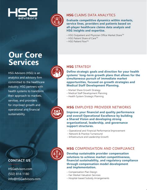 HSG Core Services HSG Advisors I Healthcare Consulting Analytics