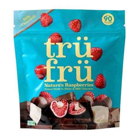 Tru Fru Frozen Raspberries In Milk And White Chocolate 8oz