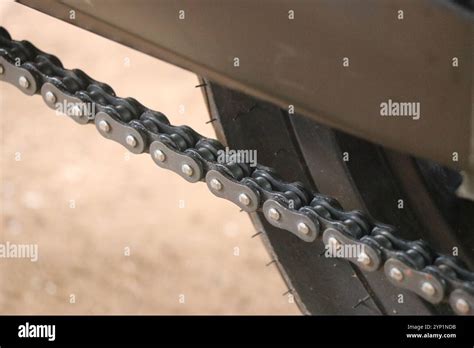View Of A Chain From Motorcycle Chains That Drive The Wheels Are