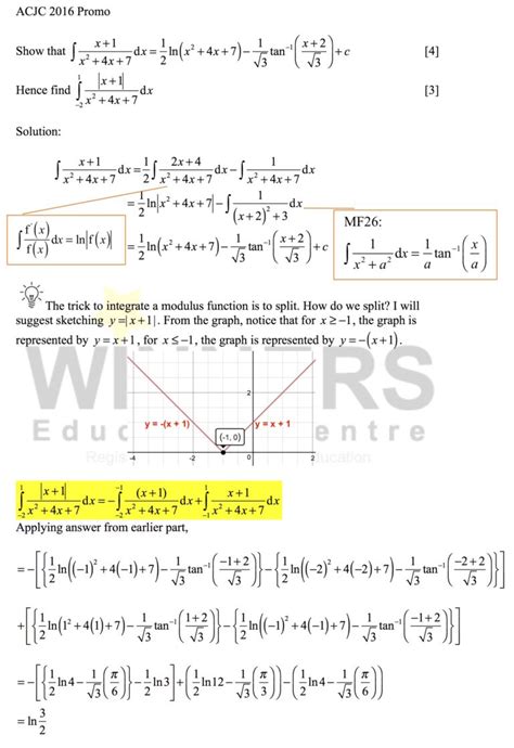 Integration Involving Modulus Function A Level H Maths
