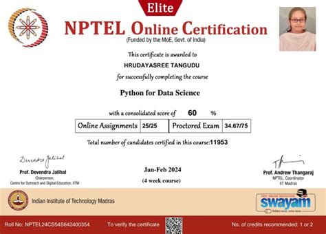 Nptel Pythonfordatascience Nptelcertification Swayam Hrudayasree