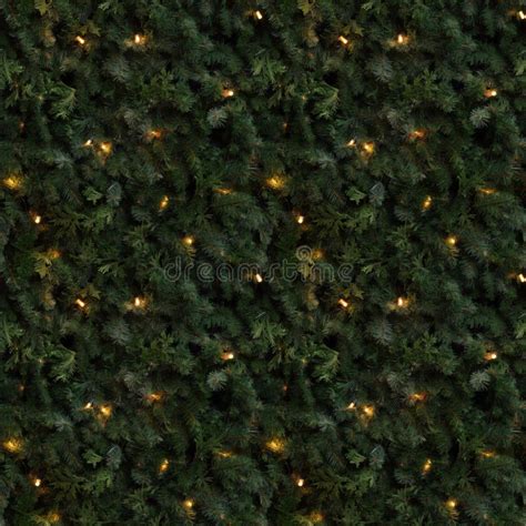 Festive Pine Tree Close Up With Warm Twinkle Lights And Fresh Pine Branches Stock Illustration