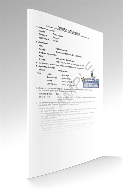 Uk Declaration Of Incorporation Machinery Partially Completed • Declaration Of Incorporation