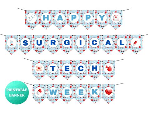 Happy Surgical Tech Week Banner Surgical Tech Appreciation Week Printable Sign Hospital