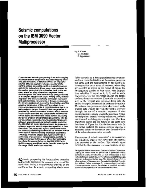 Pdf Seismic Computations On The Ibm 3090 Vector Multiprocessor