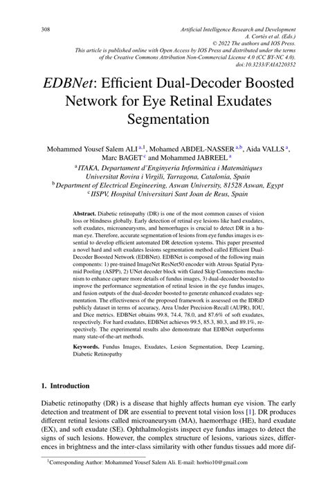 Pdf Edbnet Efficient Dual Decoder Boosted Network For Eye Retinal Exudates Segmentation
