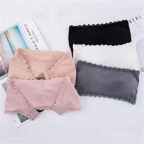 여성용 심리스 원피스 튜브 탑 스트랩리스 패딩 브라 방도 튜브 탑 친밀한 여성튜브 탑 Aliexpress