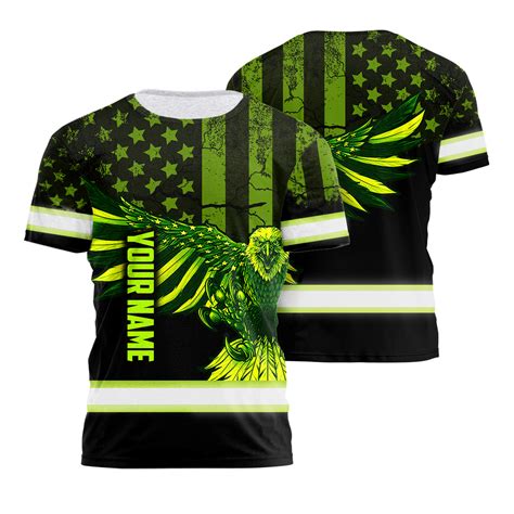 Hi Vis Shirt Reflective Eagle Fly 2 Flag Usa Custom Name Safety Workwear