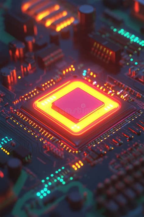 A Glowing Processor Chip On A Detailed Circuit Board Highlighting Advanced Electronic Technology