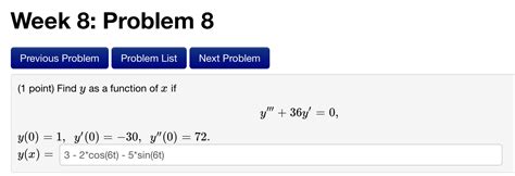 solved week 8 problem 8 1 ﻿point ﻿find y ﻿as a function of
