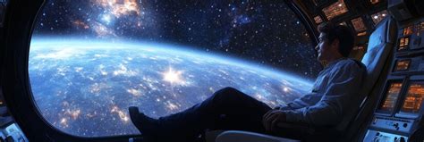 Astronaut Gazing At Earth From Spacecraft Window An Astronaut In A