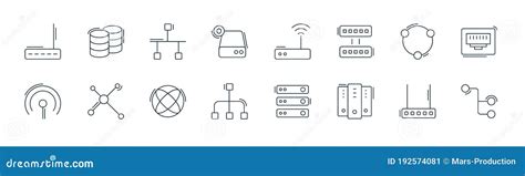 Network And Database Line Icons Linear Set Stock Vector Illustration