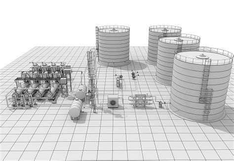 석유 정유 공장 화학 생산 폐기물 처리 공장 외부 시각화 3d 그림 3차원 형태에 대한 스톡 사진 및 기타 이미지 3차원