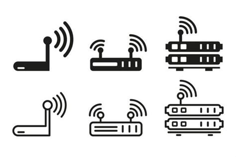 Internet Router Icons Set In Flat Style Graphic By Ninjastudio