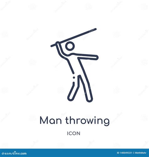 Linear Man Throwing Javelin Icon From Behavior Outline Collection Thin Line Man Throwing