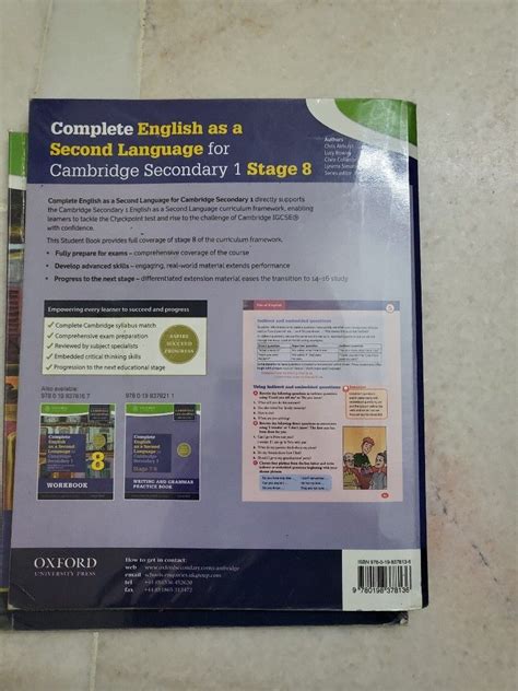 Igcse Ks3 Oxford Cambridge Checkpoint English As A Second Language Coursebook And Workbook 8