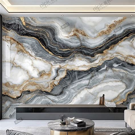 Ai创作图轻奢大理石背景墙 黑蓝色大理石材背景墙 抽象大理石纹背景墙 流动感大理石墙纸 蓝底金线大理石 蓝色透光大理石装饰画 抽象大理石纹壁画