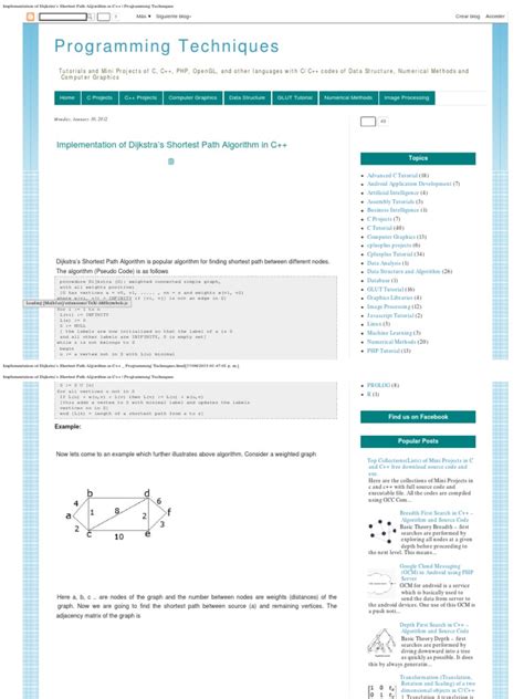 Implementation Of Dijkstras Shortest Path Algorithm In C Programming Techniques Pdf Pdf