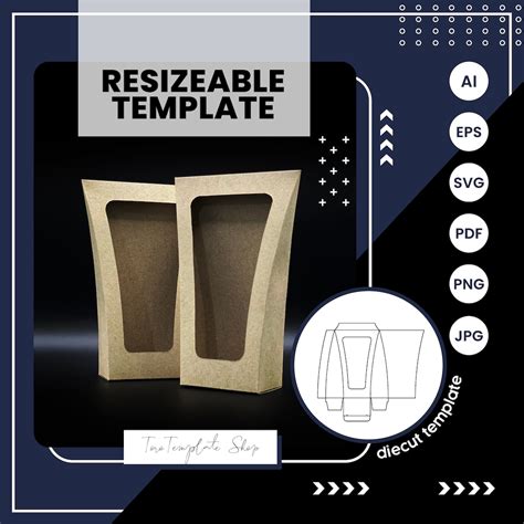 Curved Box Template Box Template Gift Box Template Candy Box Template Resizeable Template