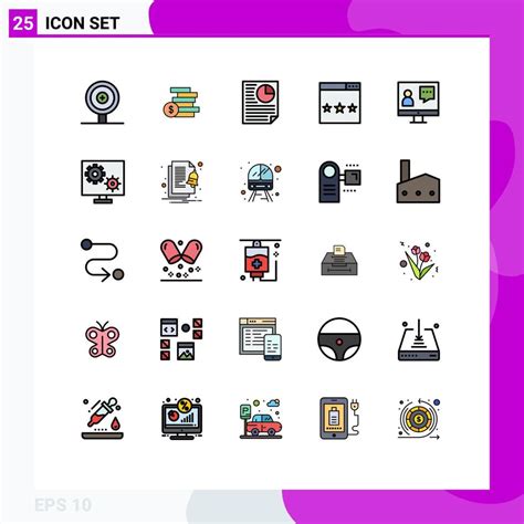 Stock Vector Icon Pack Of 25 Line Signs And Symbols For Consulting Search Document Ranking Media