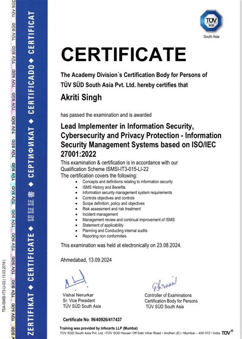 Akriti Singh On Linkedin Iso27001 Cybersecurity Datasecurity Riskmanagement Isms Tüvsüd…