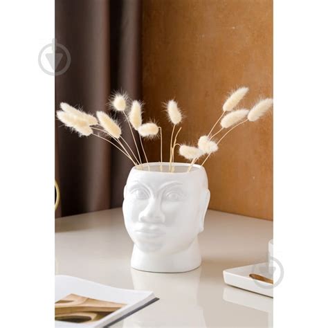 ᐉ Ваза керамічна Nana Ceramics Африканка 15 5 см білий глянець • Краща