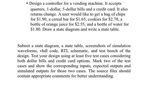 Solved Design A Controller For A Vending Machine It Chegg