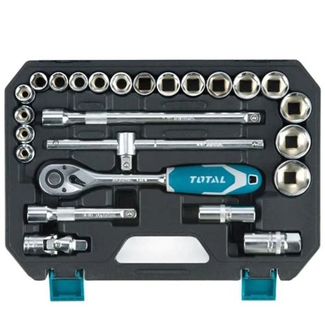Total 25pc Socket Set 12 In Blow Mould Box Wheelquip Tools