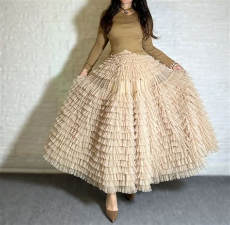 Romantic Layered Tulle Long Skirtplus Size Tulle Mesh Skirthandmade