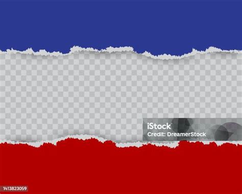 투명한 배경에 파란색과 빨간색으로 찢어진 종이 프레임 벡터 일러스트 레이 션 종이에 대한 스톡 벡터 아트 및 기타 이미지 종이 찢겨진 0명 Istock