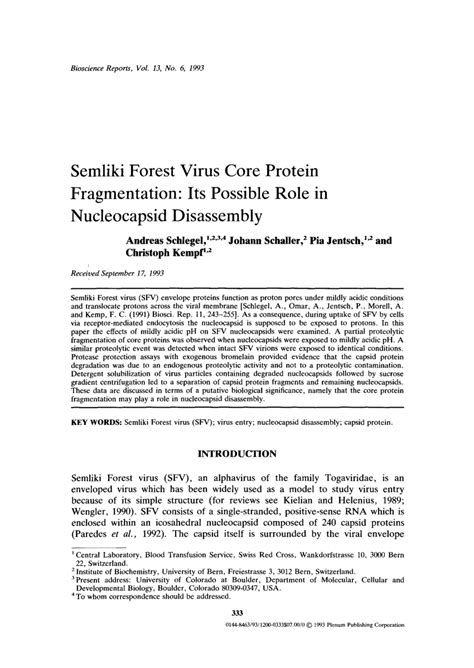 Pdf Semliki Forest Virus Core Protein Fragmentation Its Possible